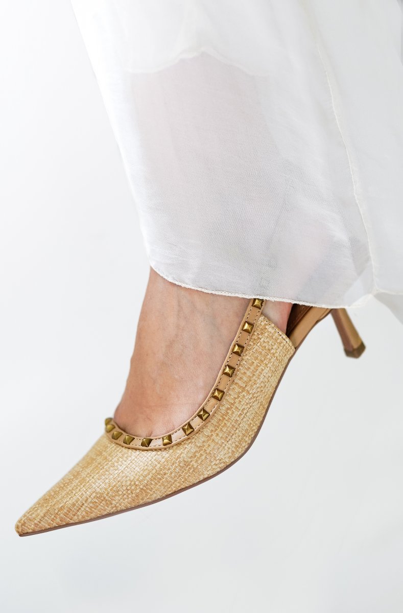 Bibi Lou - Slingback with heel - rafia and studs