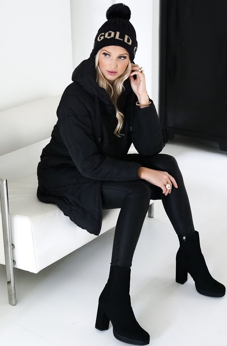 Goldbergh - Hodd Beanie Faux Fur - Black Gold