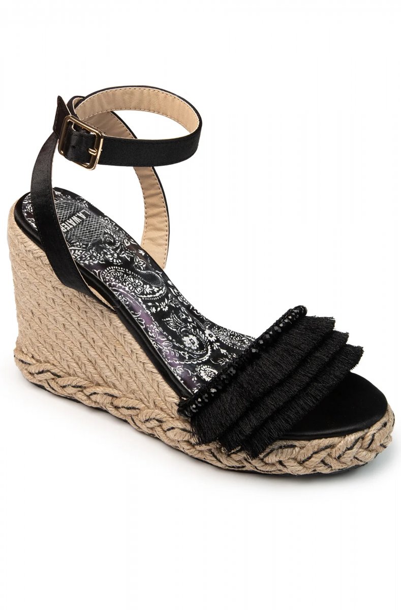 L.A. Water - Black Boho Sandal Rope Wedge - SHOES - WOMEN