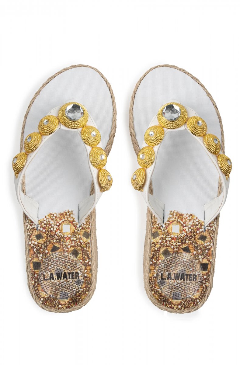 L.A. Water - White Mosaic Rope Wedge - SHOES - WOMEN