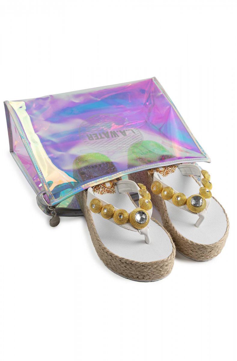 L.A. Water - White Mosaic Rope Wedge - SHOES - WOMEN