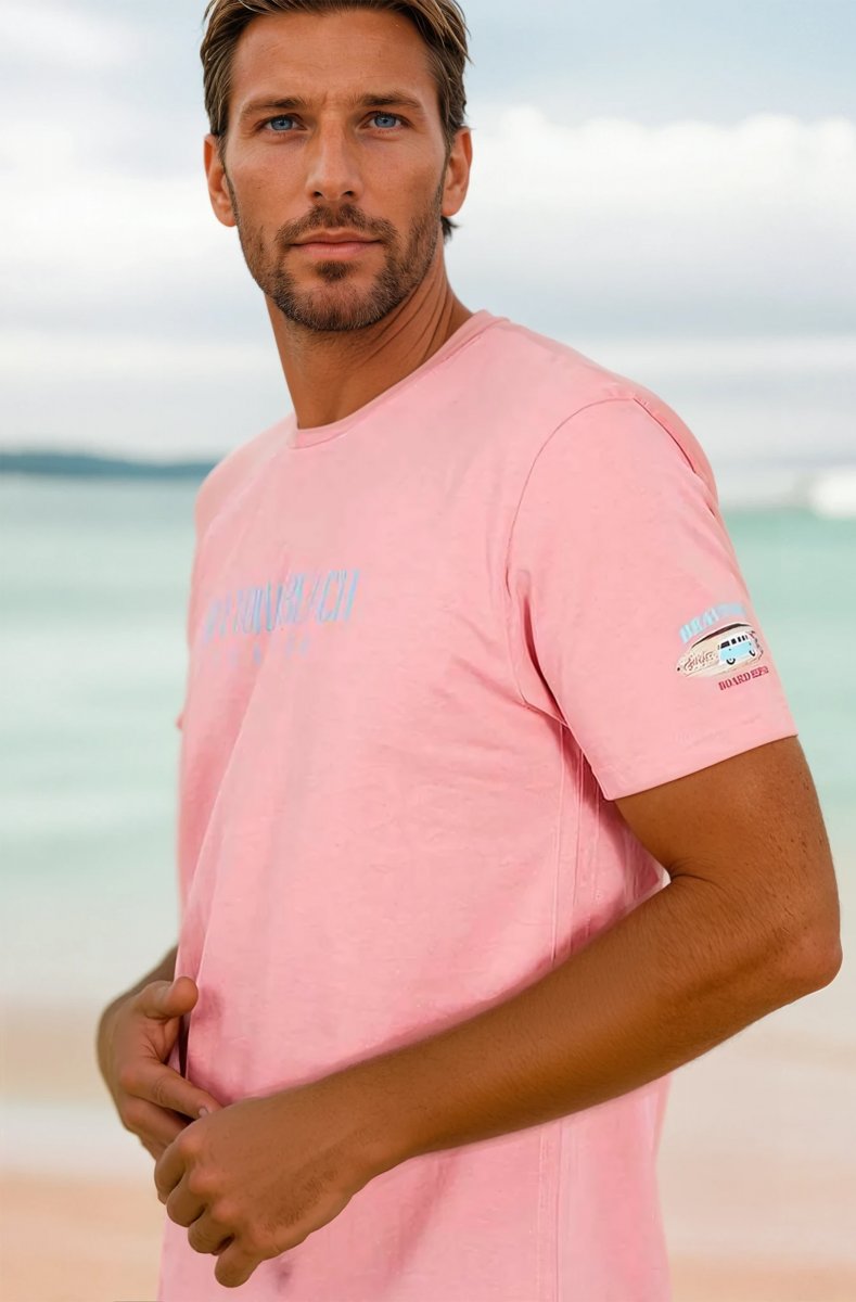 Mixed Brands - Mens Tshirt Beach Surf - Peach - MENS